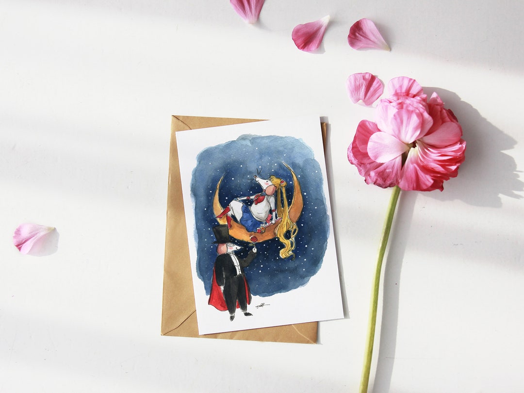Sailor Mice Watercolor Original Design Greeting Card Handmade Fan Art ...
