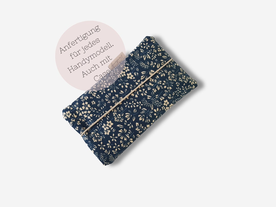 Fabric Cell Phone Case Blue Floral Made to Measure for All Cell Phone ...