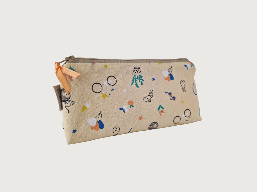 Fabric Pencil Case Rabbit Bike Pencil Case Knick-knack Bag School - Etsy