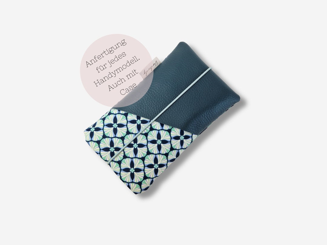 Cell Phone Case Made of Fabric | Mint Petroleum Patterned | Made to ...