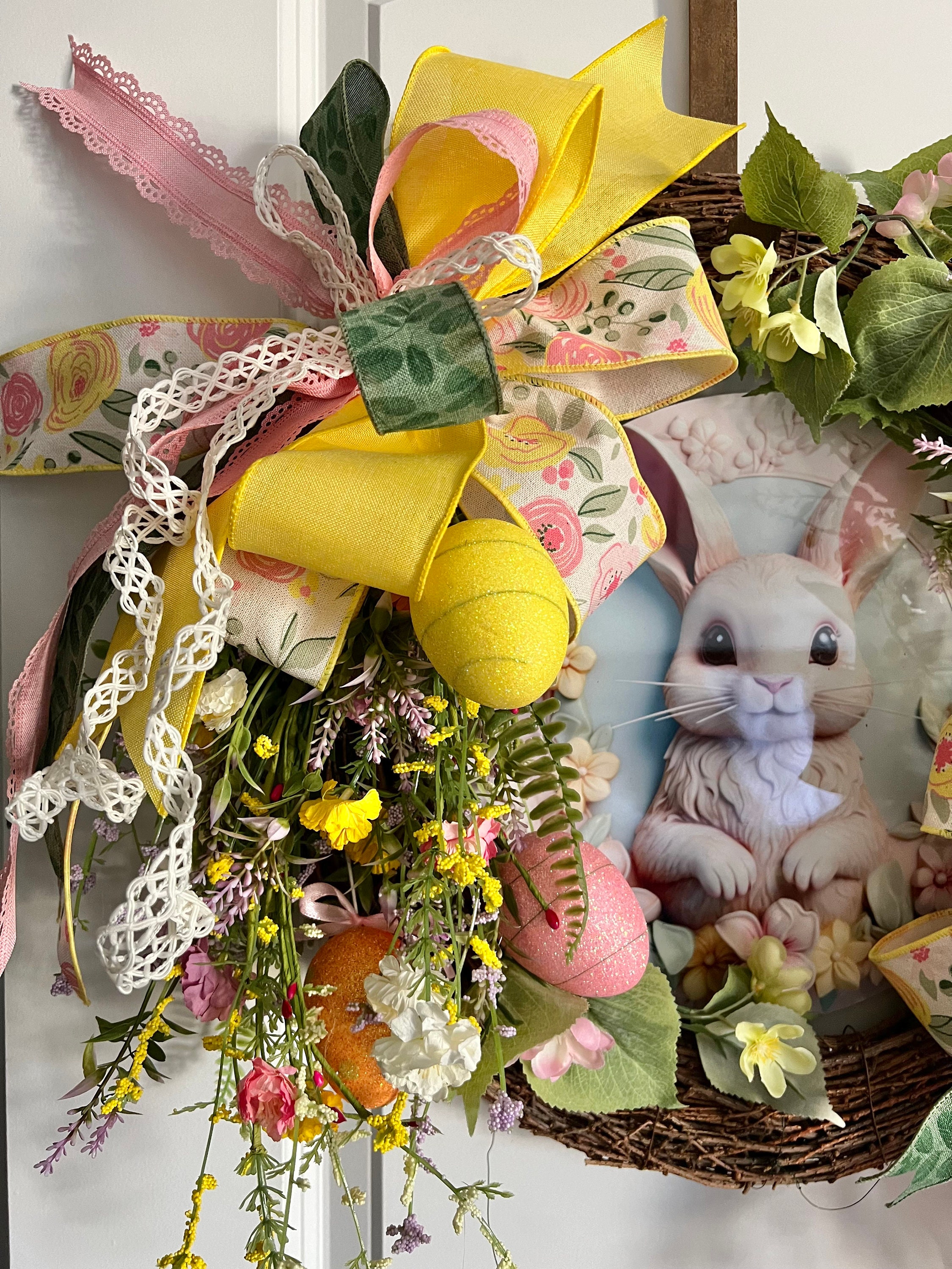 Easter Wreath Easter Bunny Wreath - 16" X 18" Spring Rabbit Door Wreath ...