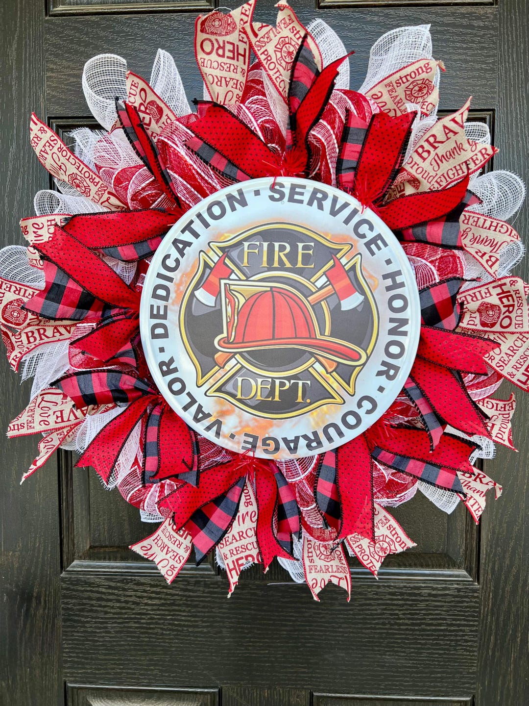 Fireman Wreath, Search and Rescue Decor, Hero Firefighter, First ...