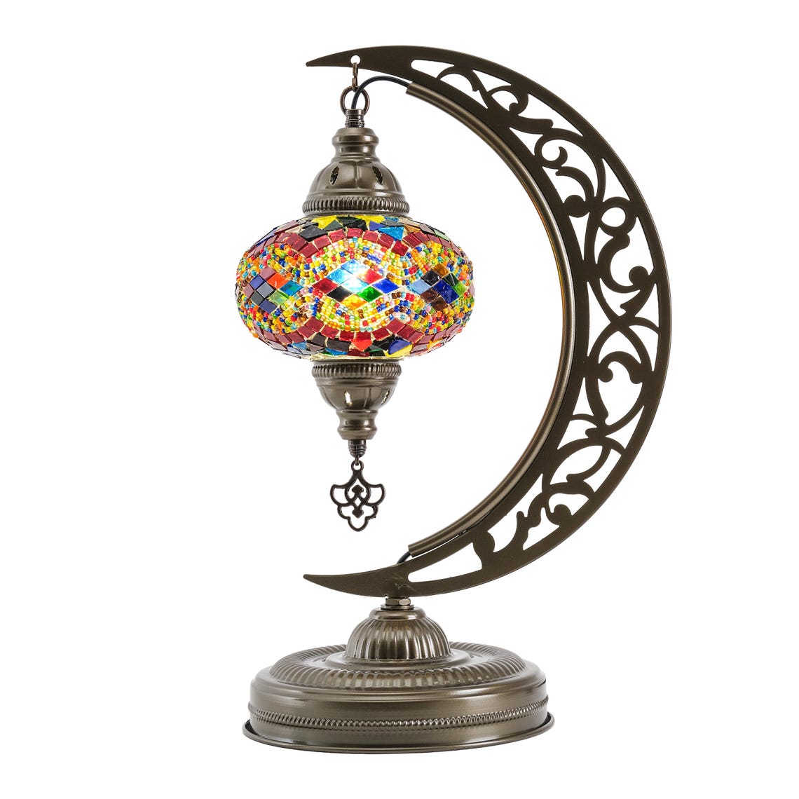 Turkish Moon Mosaic Table Lamp – Handmade Moroccan Style Lamp With Bulb ...