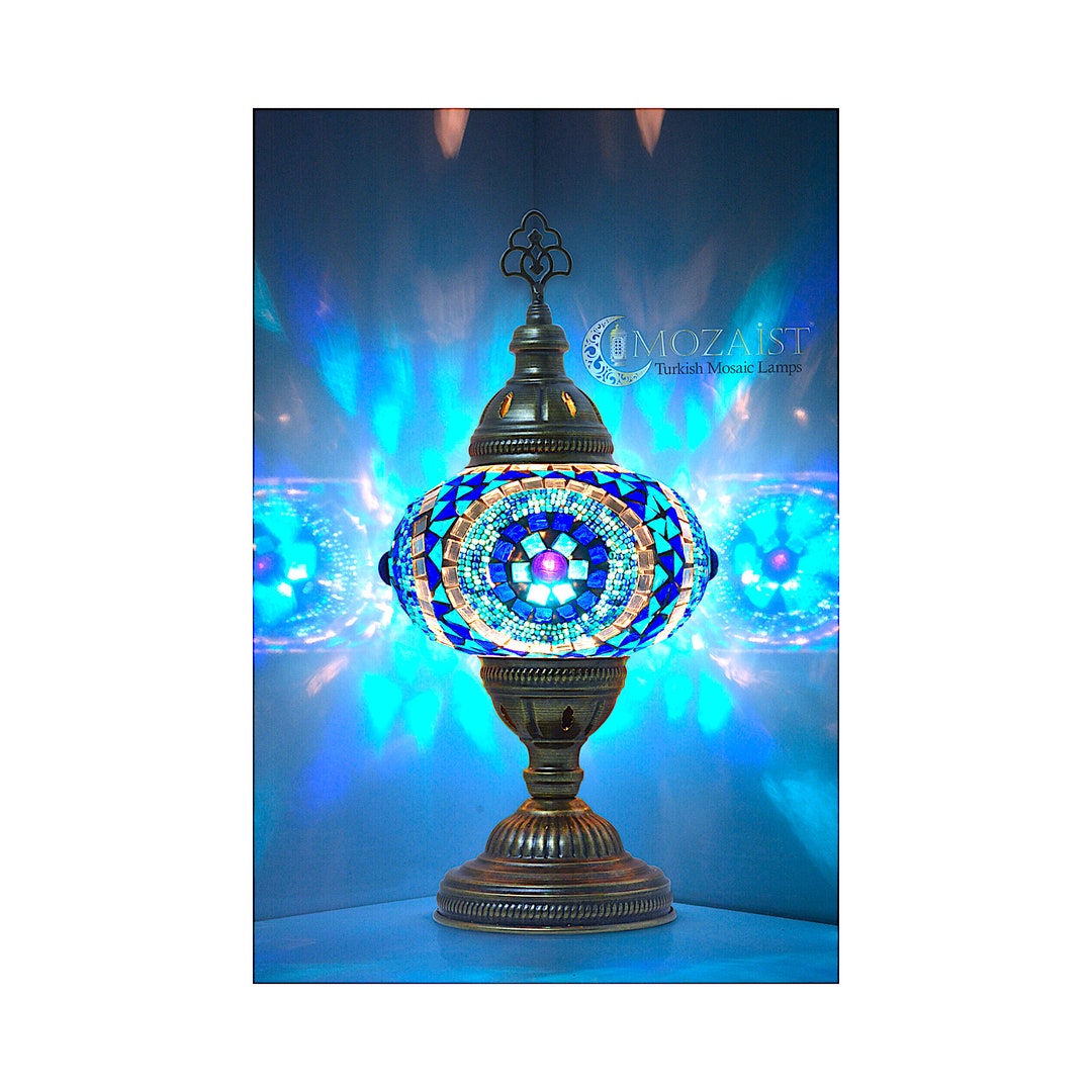 Blue Mosaic Table Lamp, Turkish Lamp, Mosaic Night Light, Turkish ...