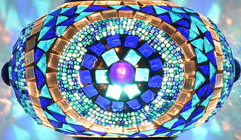 Blue Mosaic Table Lamp Turkish Lamp Mosaic Night Light | Etsy