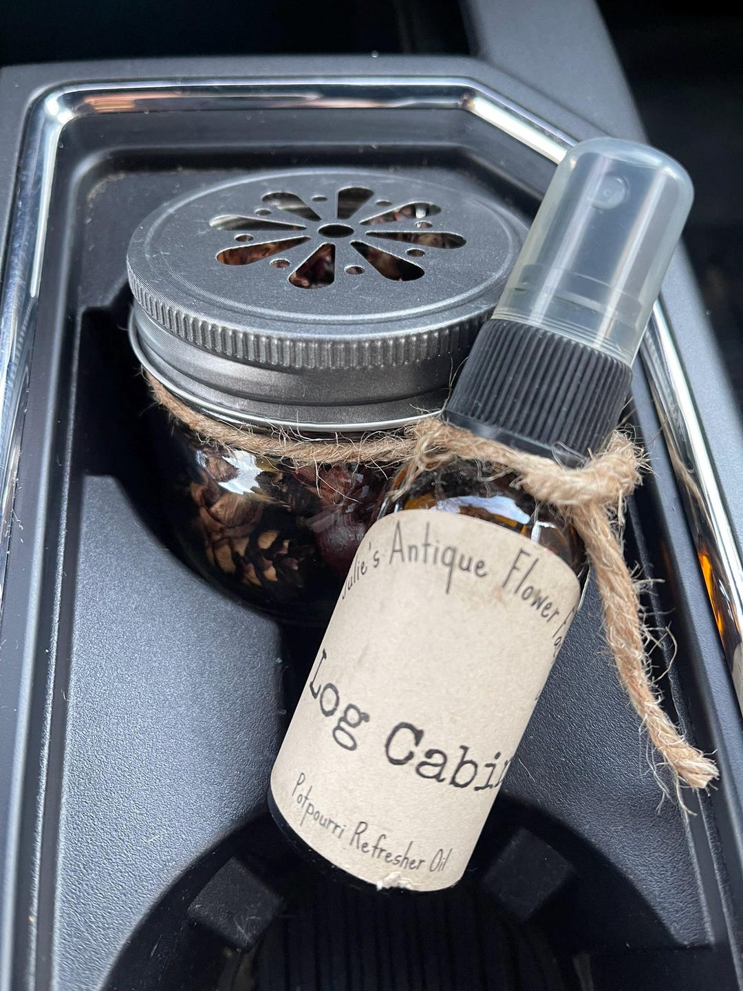Car Air Freshener Log Cabin Potpourri Jar and Refresher Oil - Etsy