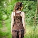 Racerback CUT-OUT TOP With Lace and Brass Beads Brown - Etsy