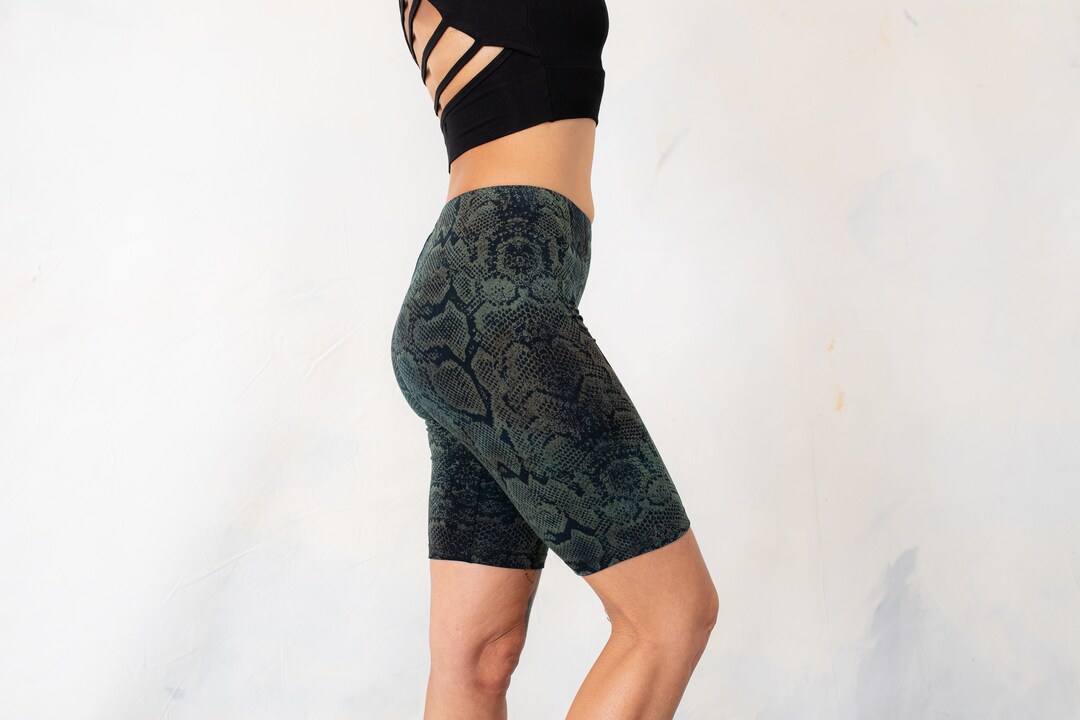 BIKER SHORTS - With Abstract Snake Pattern - Batik, Screen Printing ...