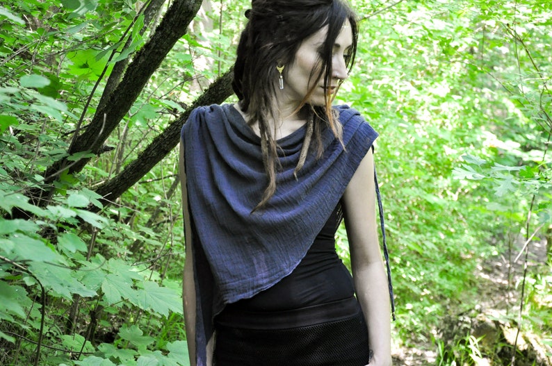Poncho Hood Scarf Asymmetrical Cut with Long Pointy Ends | Etsy