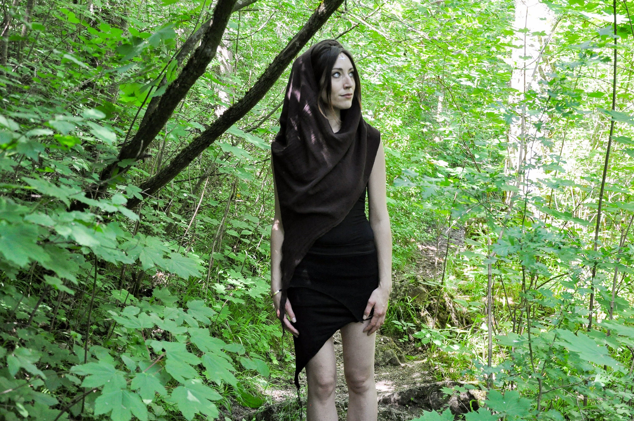 Poncho Hood Scarf Asymmetrical Cut With Long Pointy Ends | Etsy