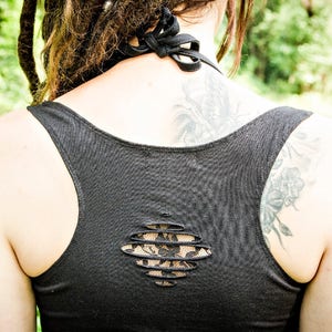 Racerback, CUT-OUT TOP - With Lace and Brass Beads - Black - Etsy