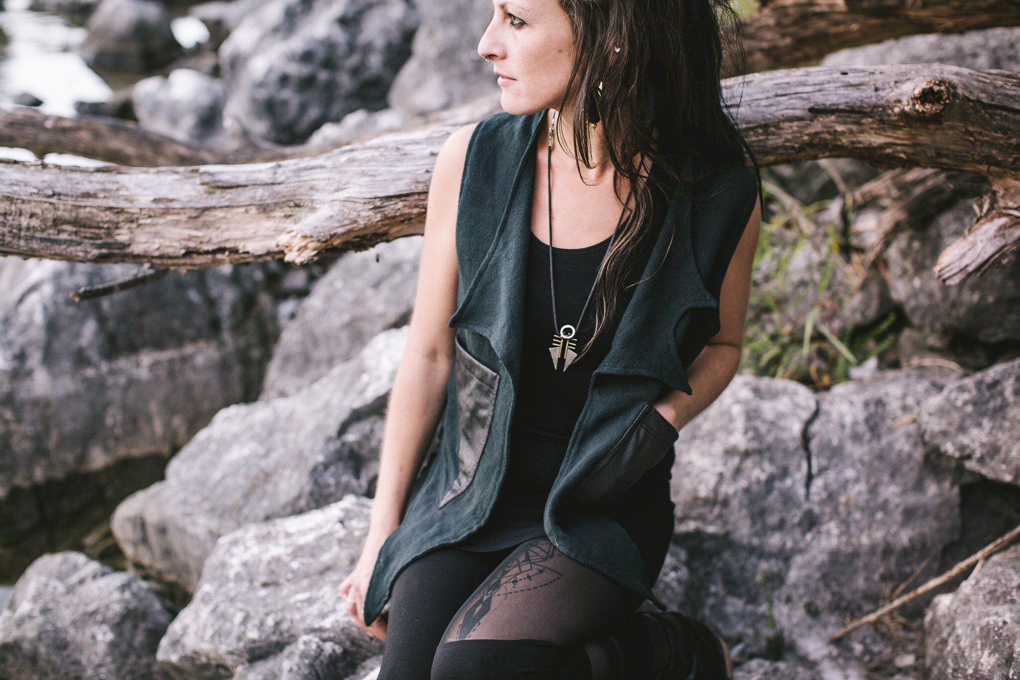 VEST Short Vest With Rivets and Artificial Leather | Etsy