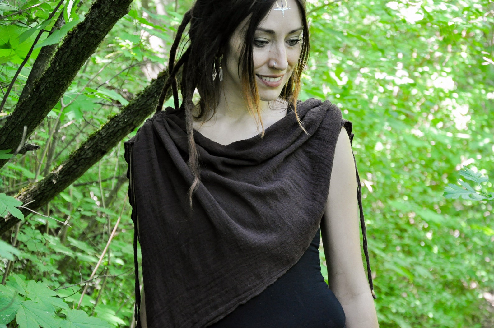 Poncho Hood Scarf Asymmetrical Cut With Long Pointy Ends | Etsy