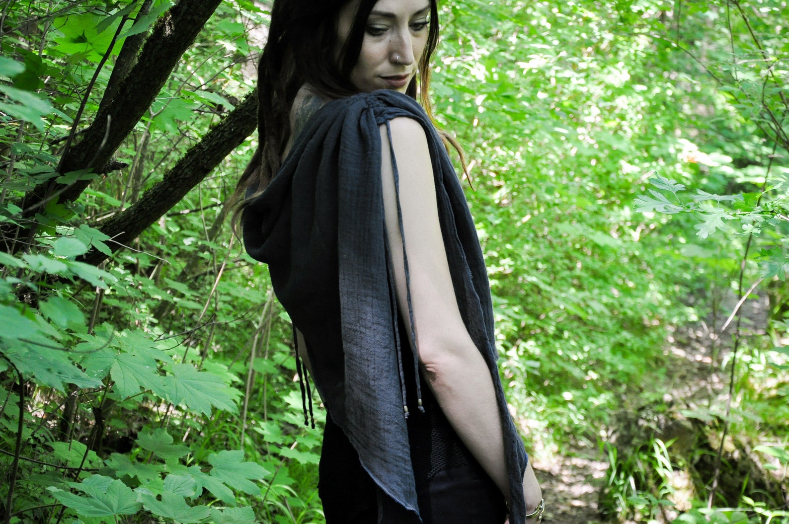 Poncho, Hood, Scarf ~ Asymmetrical Cut, With Long Pointy Ends ~ Gray - Etsy
