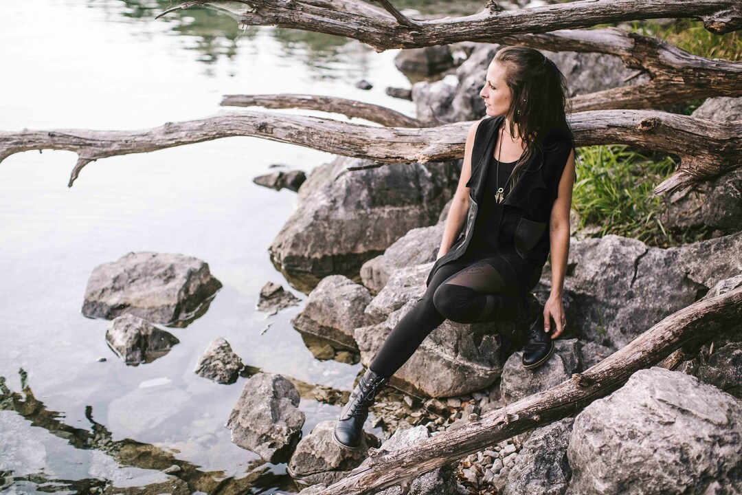 VEST, Short Vest With Rivets and Artificial Leather Post-apocalyptic ...