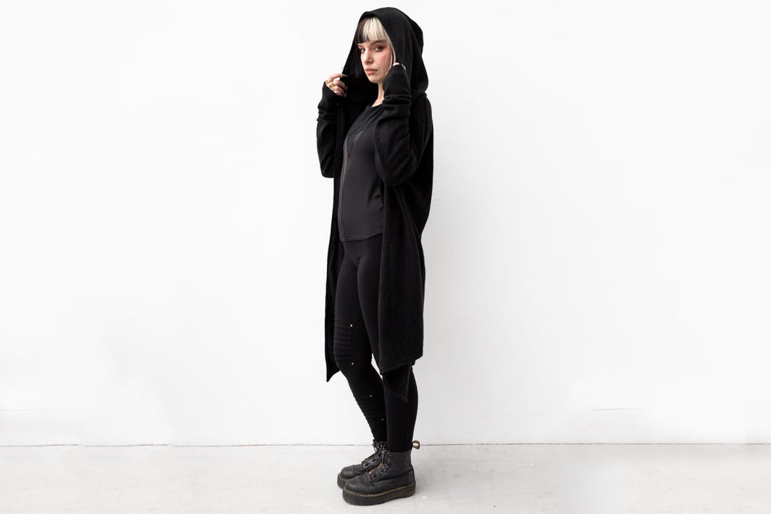 HOODED COAT - Cardigan - Gender Neutral, Unisex - Black - Etsy