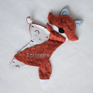 Baby Fox Comforter Toy Cute Plush Doudou Orange Fox Sensory Cuddle Toy ...