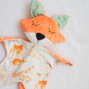 Baby Fox Comforter Toy Cute Plush Doudou Orange Fox Sensory Cuddle Toy ...