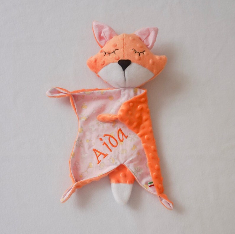 Baby Fox Comforter Toy Cute Plush Doudou Orange Fox Sensory | Etsy
