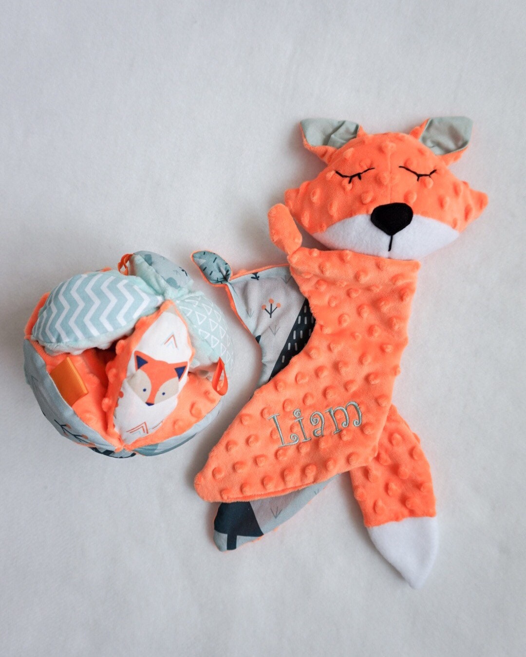Baby Fox Comforter Toy Cute Plush Doudou Orange Fox Sensory - Etsy