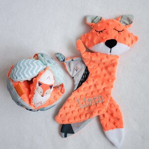Baby Fox Comforter Toy Cute Plush Doudou Orange Fox Sensory Cuddle Toy ...