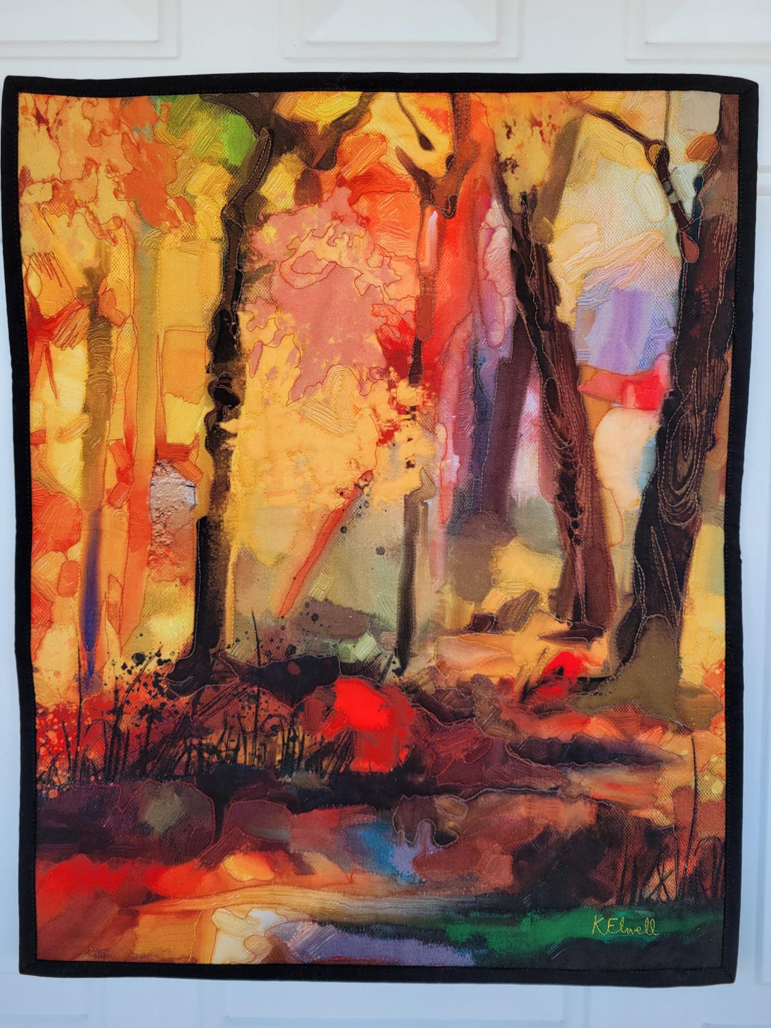 Landscape Art Quilt : Abstract Fall Colors, Autumn Wall Hanging 20x16 ...