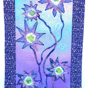 Passion Flowers, Art Quilt, Purple, Quilted, Handmade, Fuzzy Yarns ...