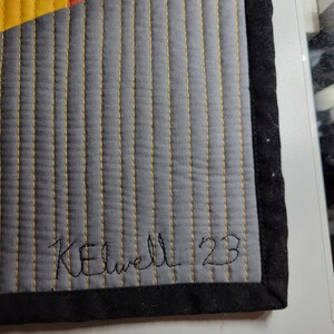 Retro Art Quilt, Mid Century Modern MCM Style, Yellow, Orange, Gray ...