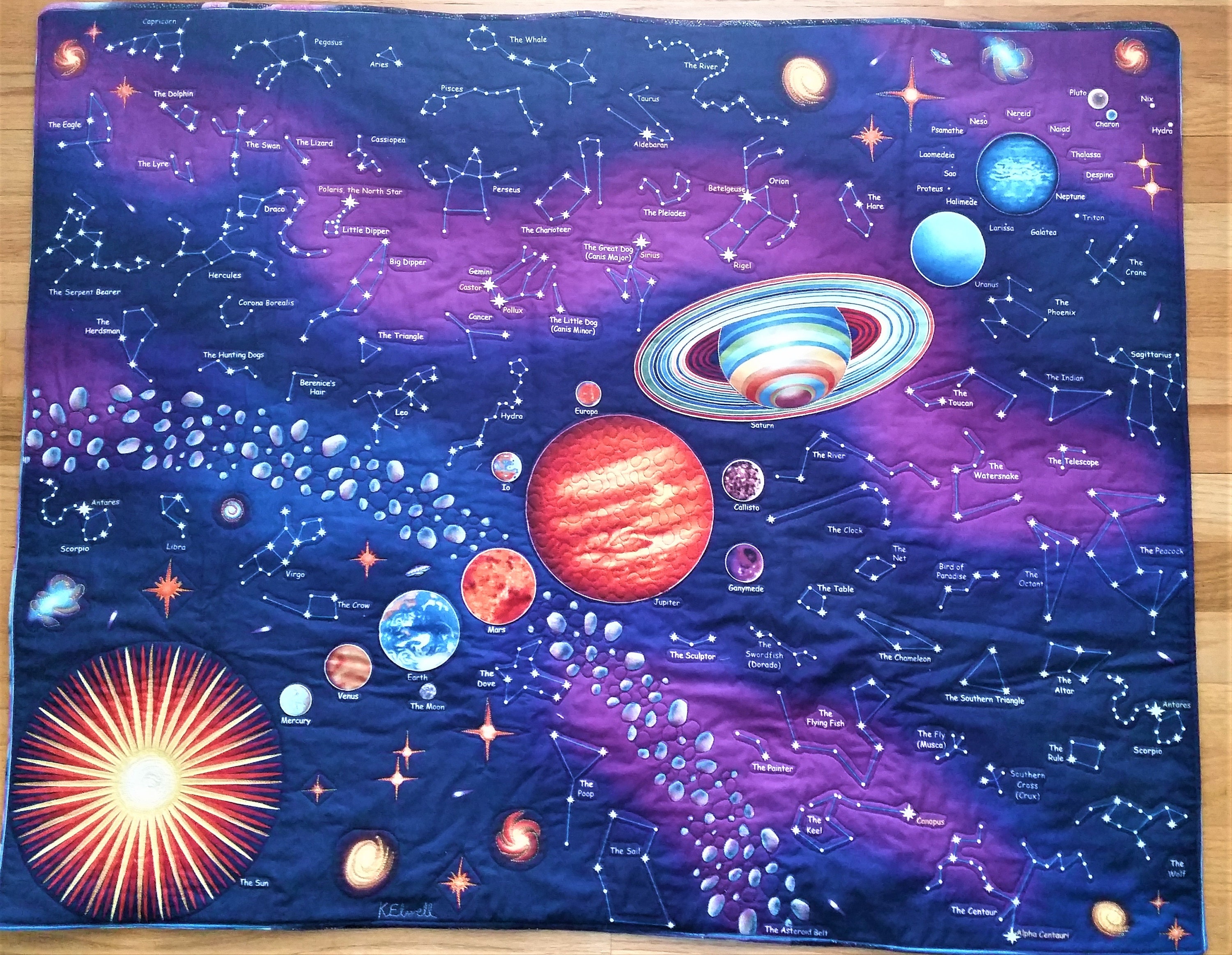 Quilt Wall Hanging Solar System Astronomy Universe Sun Planets Stars ...