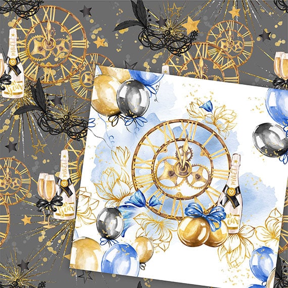 Seamless New Year Party Digital Paper Patternnew Year's - Etsy