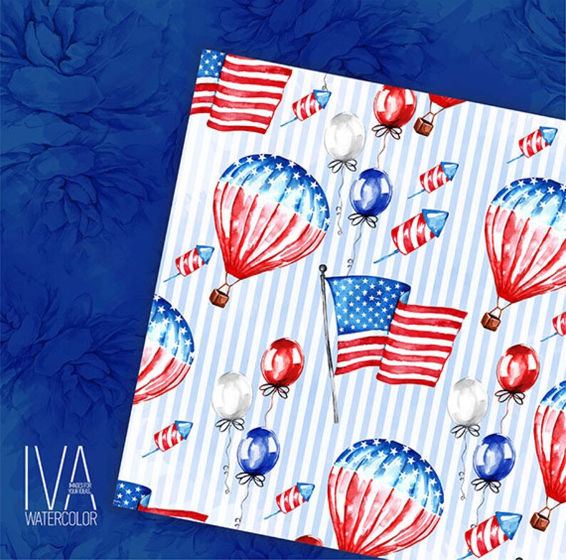 4th of July Digital Paper Pack, 4th of July Decor, USA Independence Day ...