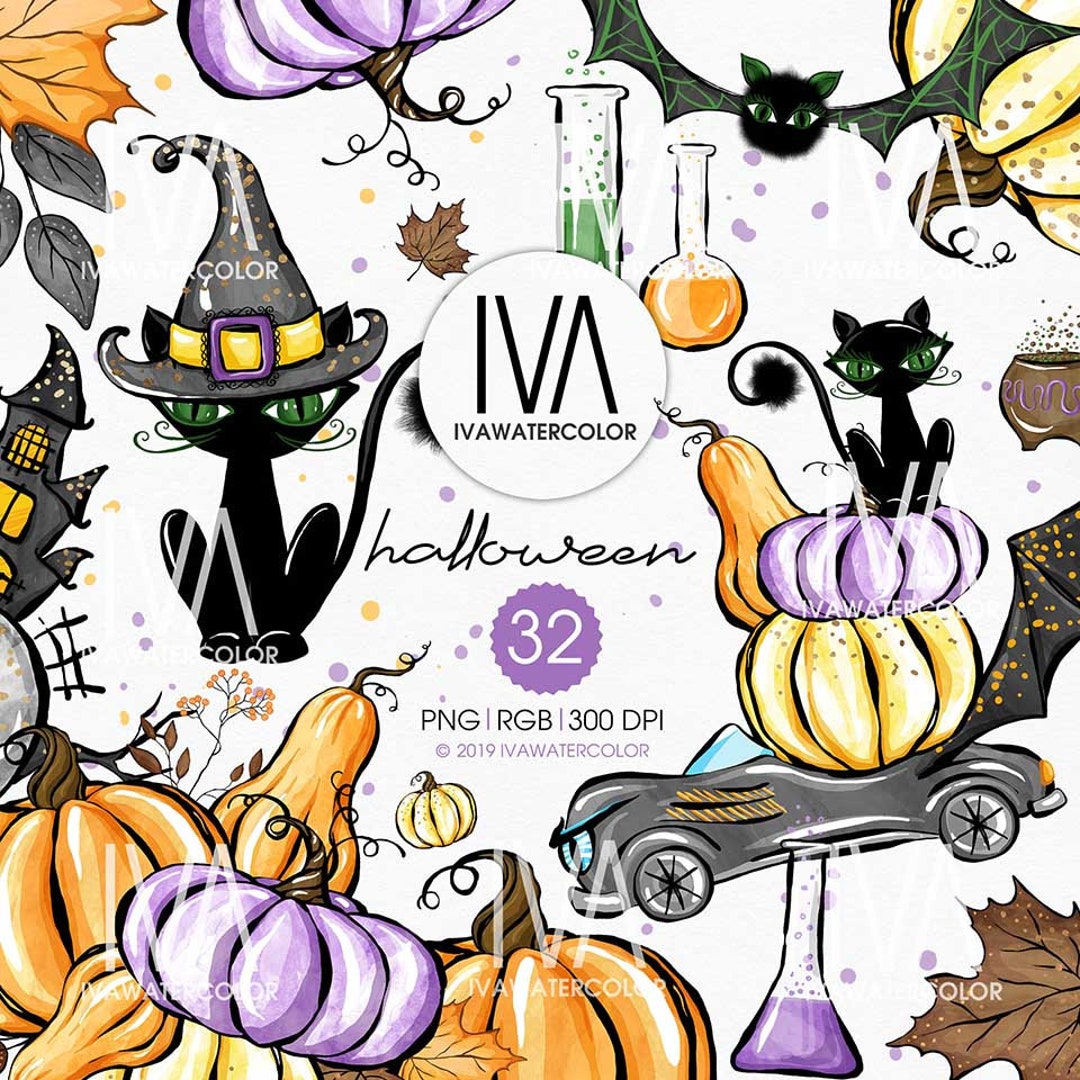Halloween Clipart - Super Halloween Car PNG, Halloween Bat With Pumpkin ...