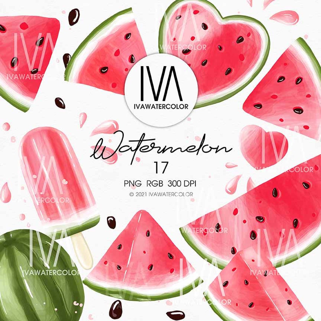 Watermelon Clipart, Summer Fruit Clipart for Instant Download Printable ...
