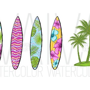 Summer Clipart Surfer Girl Exotic Beach Clipart Tropical - Etsy