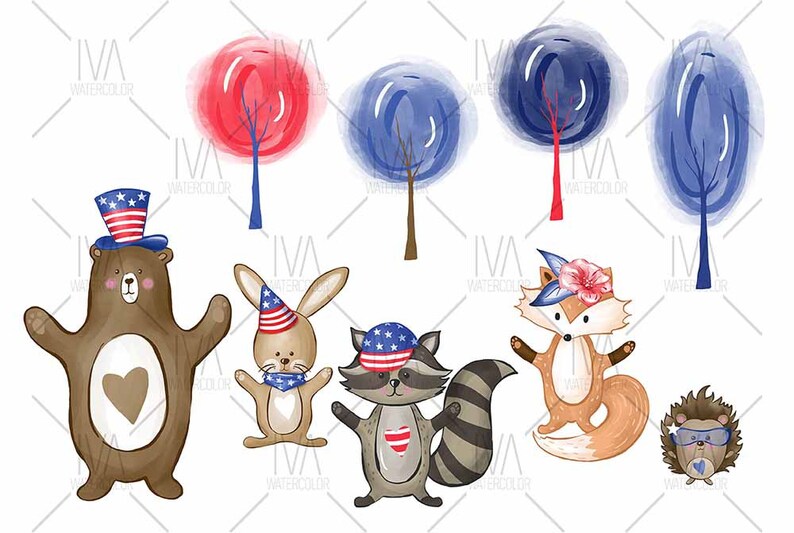 4th of July Animals Clipart, 4th of July Decor for Kids, USA ...