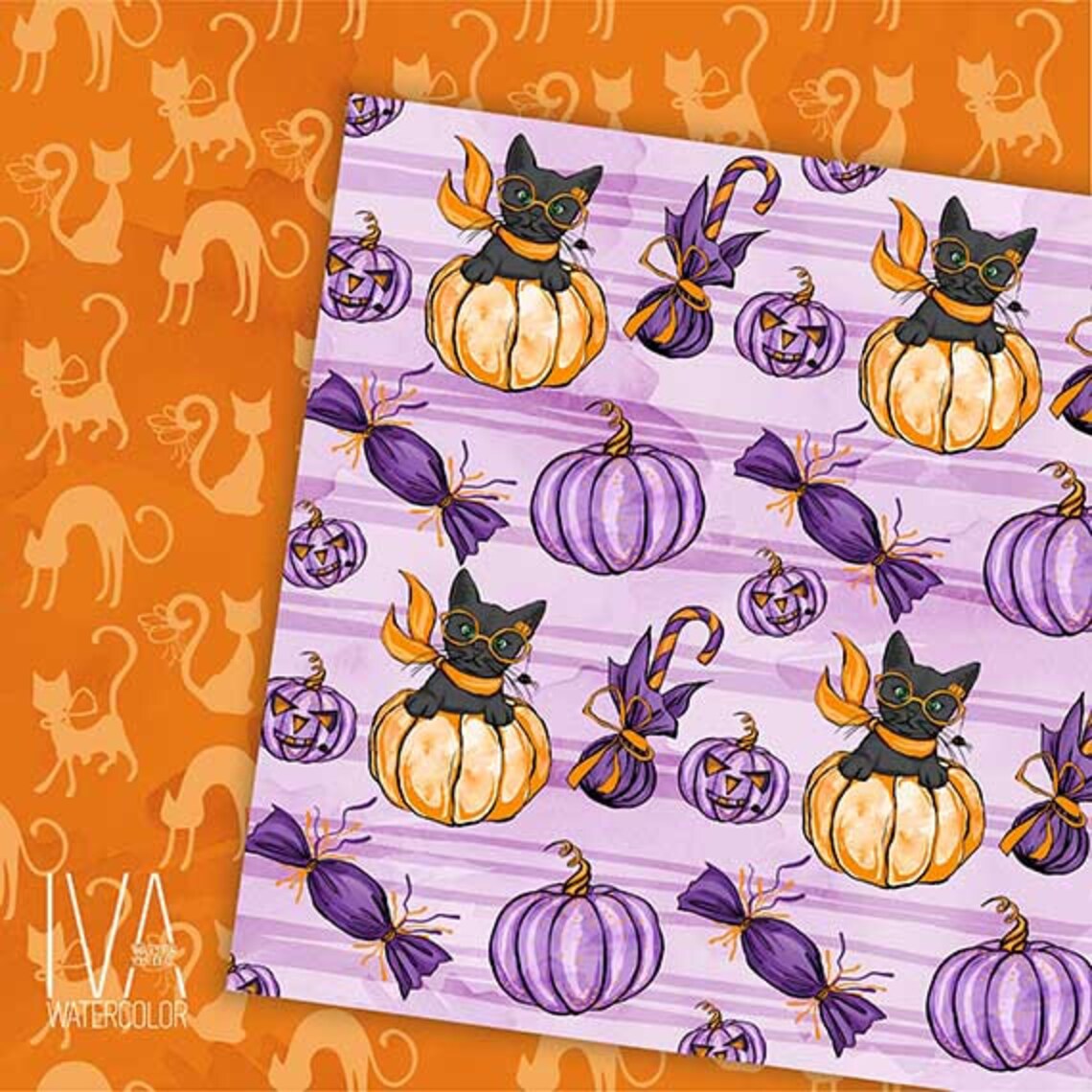 Halloween Digital Paper Pack Scrapbook Autumn Watercolor | Etsy