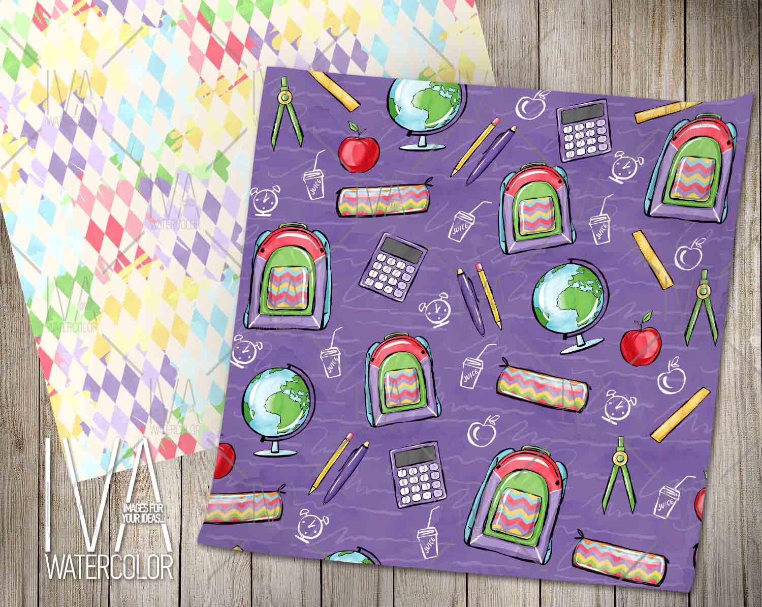 Back to School Paper Pack School Bus Digital Paper School | Etsy