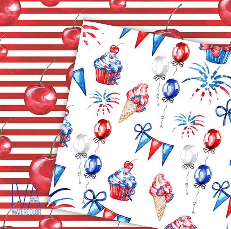 4th of July Digital Paper Pack, 4th of July Decor, USA Independence Day ...