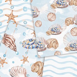 Nautical Summer Watercolor Textures Digital Sea Seamless Pattern Paper ...