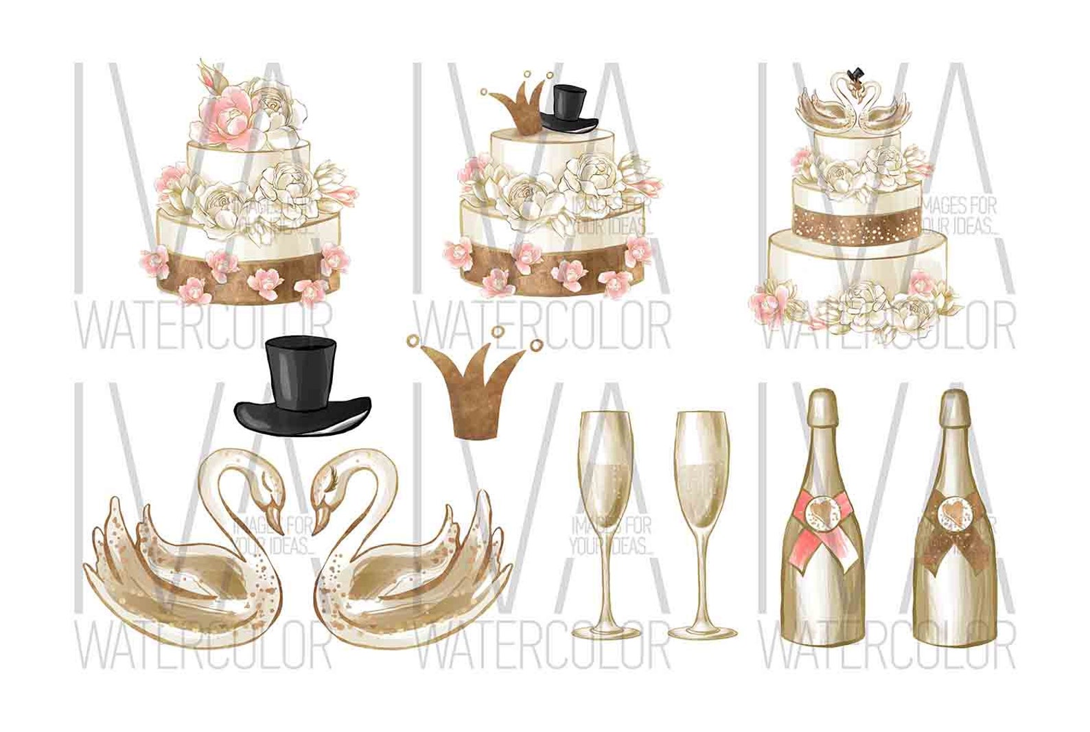 Wedding Clipart Set, Romantic Clip Art, Wedding Day Clipart,floral ...