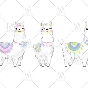 Cute Llama Clipart, Animals Clipart, Cactus Clipart, Rainbow Pattern ...