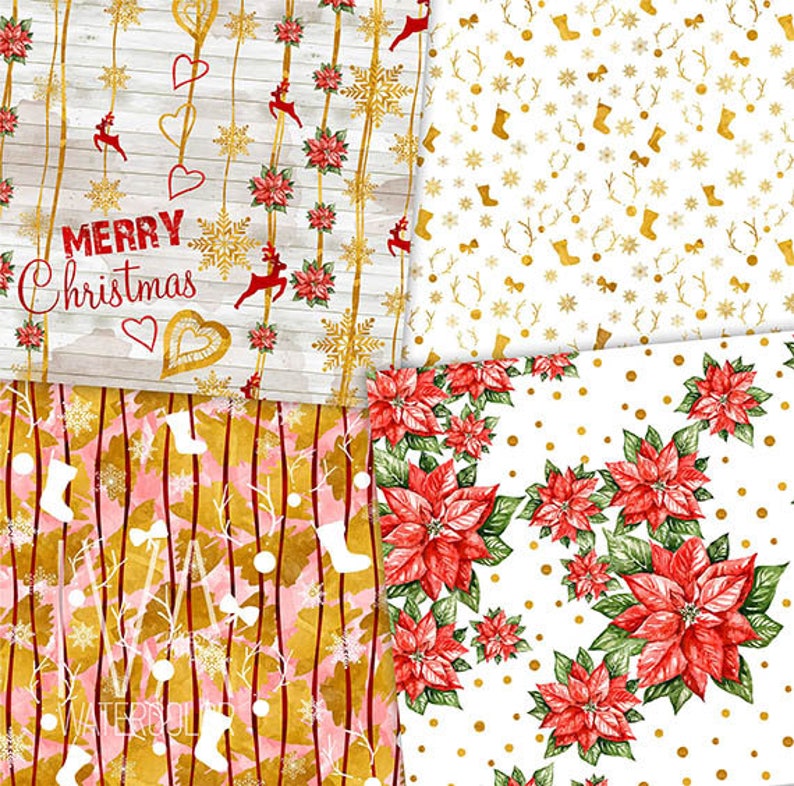 Christmas Digital Paper Pack, Seamless Pattern, Christmas Background ...