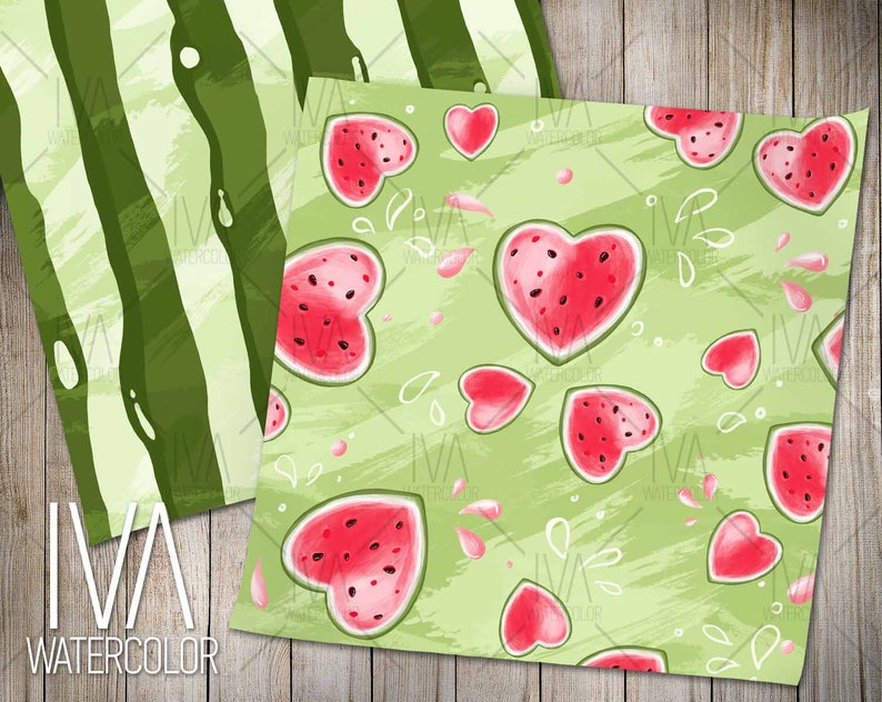 Watermelon Digital Paper Seamless Patterns for Instant | Etsy