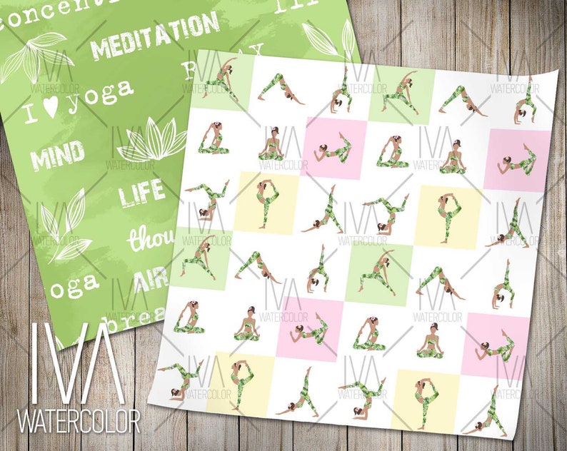Yoga Fitness Seamless Pattern Yoga Poses, Exercises Pilates Floral ...
