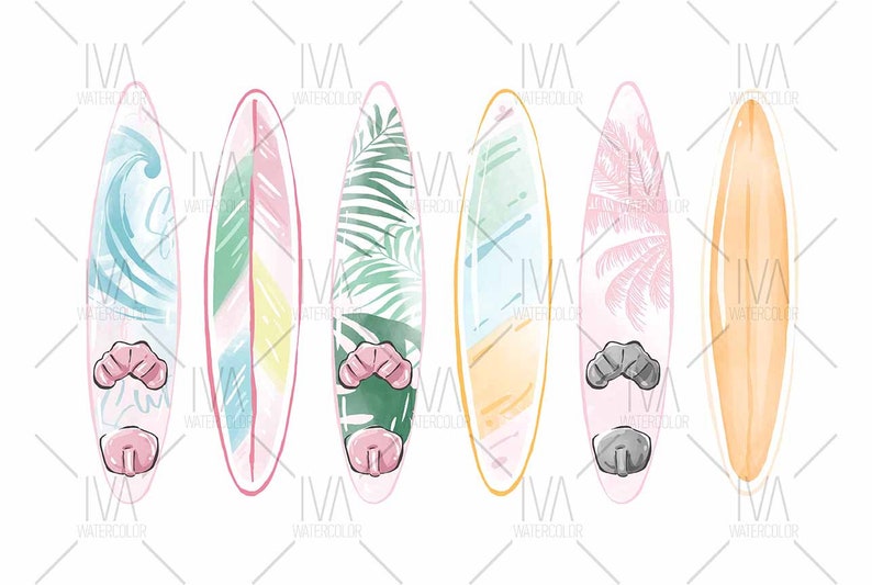 Summer Clipart Beach Camping Clipart Sea Surf Surfing - Etsy