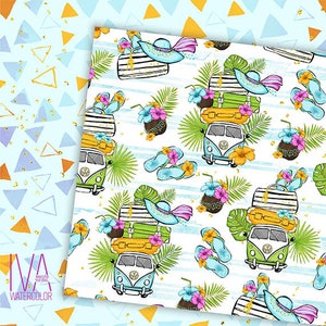 Summer Digital Paper Beach Digital Paper Surfer Girl | Etsy