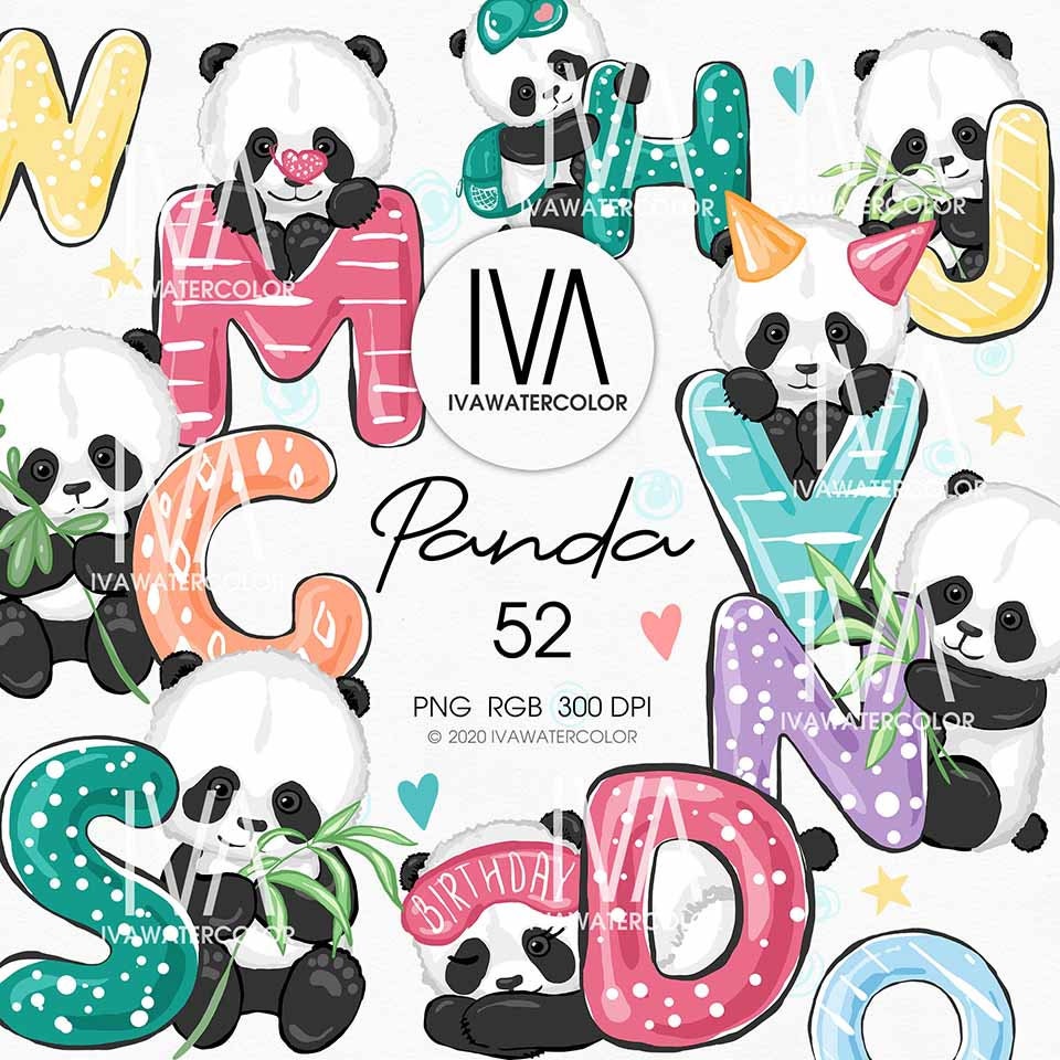 Unique Alphabet Patterns, ABC Letters Printable Clipart, Cute Panda ...