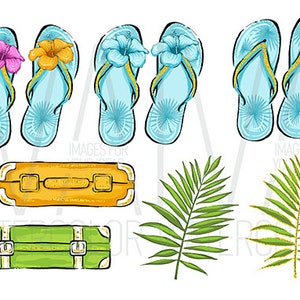Summer Clipart Surfer Girl Exotic Beach Clipart Tropical - Etsy