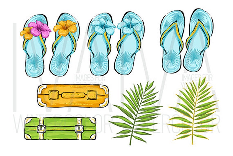 Summer Clipart Surfer Girl Exotic Beach Clipart Tropical - Etsy