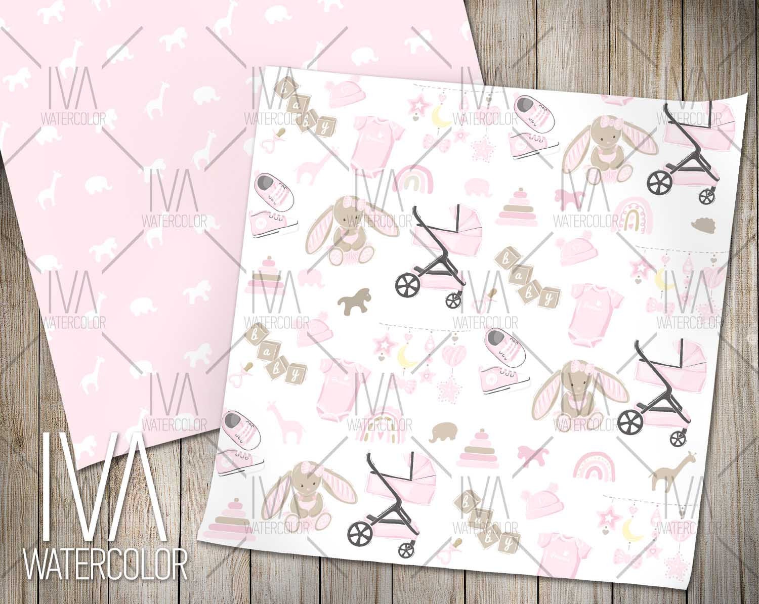 Baby Girl Digital Paper & Clipart Bundle Toys Digital - Etsy